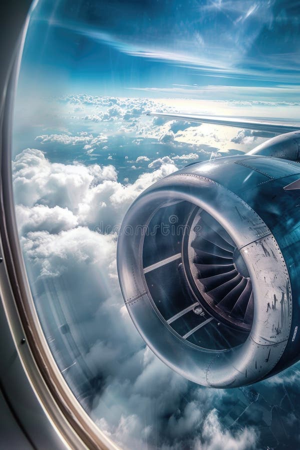 A Powerful Jet Engine Flying through a Cloudy Sky. Suitable for ...