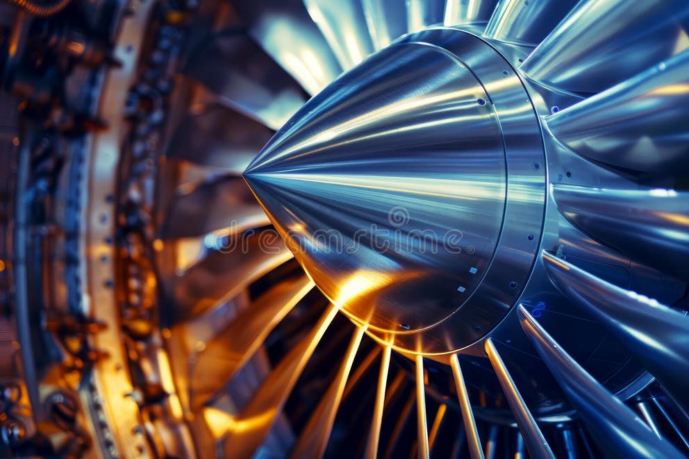 Jet Engine Turbine Spinning with Blur Effect Stock Photo - Image of ...