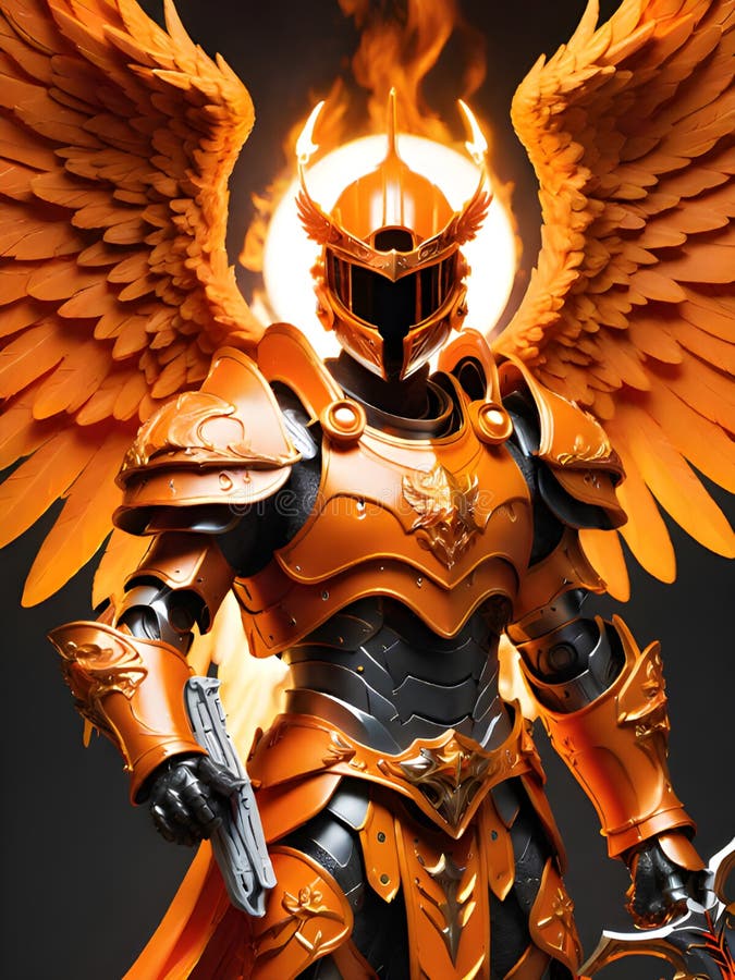 A Powerful Knight Warrior in Armor and a Sword with Wings on a ...