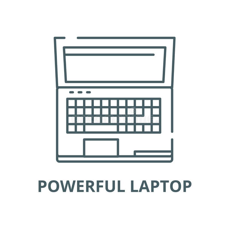 Powerful Laptop Line Icon Concept. Powerful Laptop Flat Vector Symbol ...