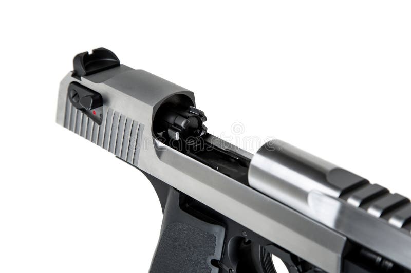 Powerful Large Caliber Pistol. Silver Pistol 50 Caliber with Black Grip ...