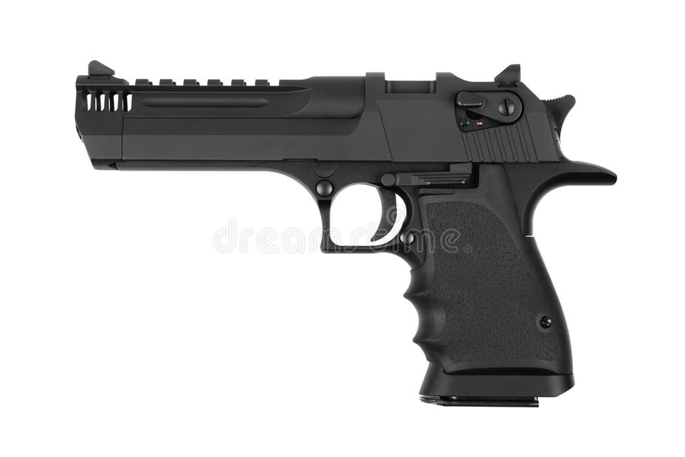 Powerful Large Caliber Pistol. Silver Pistol 50 Caliber with Black Grip ...