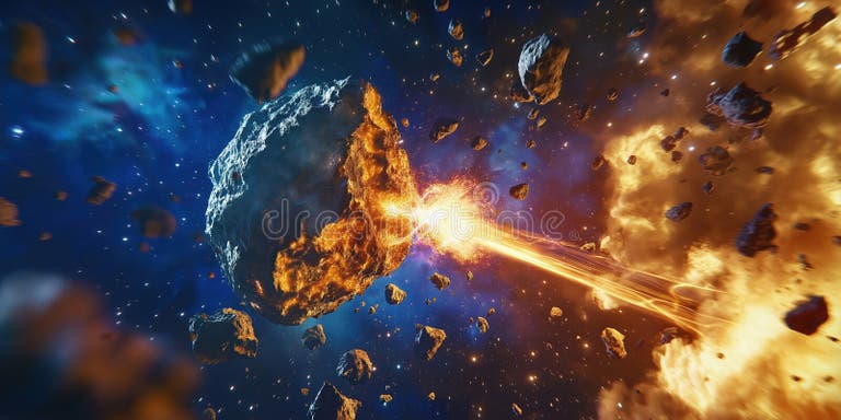 Powerful Laser Beam Destroying Asteroid Threatening Earth, Causing a ...