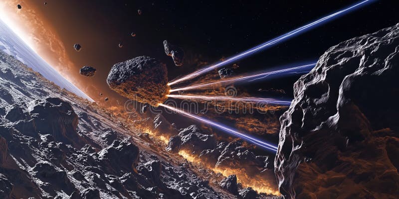 Powerful Lasers Shoot from a Planetary Defense System Installed on a ...