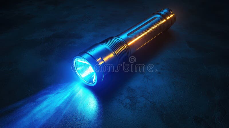 Powerful LED Flashlight Illuminating the Dark Stock Illustration ...