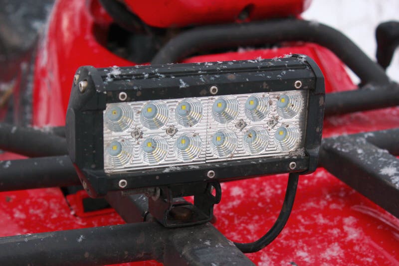 Powerful LED Headlight of ATV at Wintertime Stock Image - Image of ...