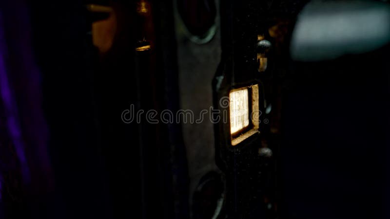 Powerful Light Bulb Illuminates Each Frame of Film Reel. Shutter ...