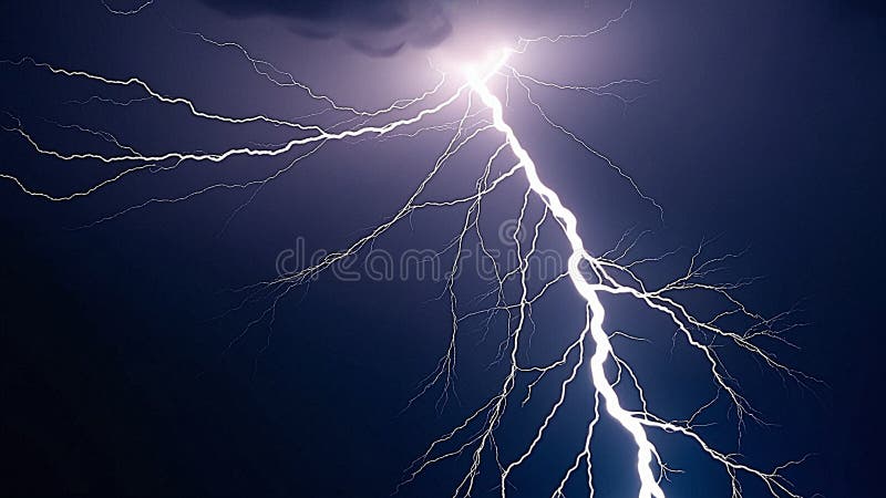 Flashes of Lightning Flash Across the Stormy Night Sky, Showcasing the ...