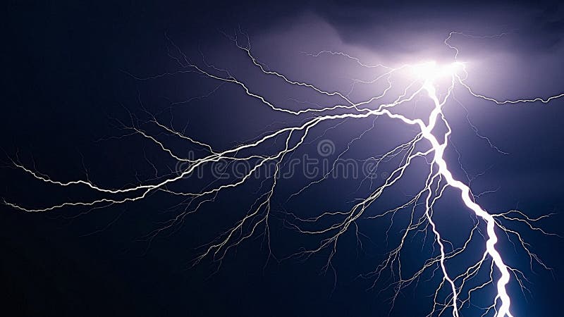 Flashes of Lightning Flash Across the Stormy Night Sky, Showcasing the ...