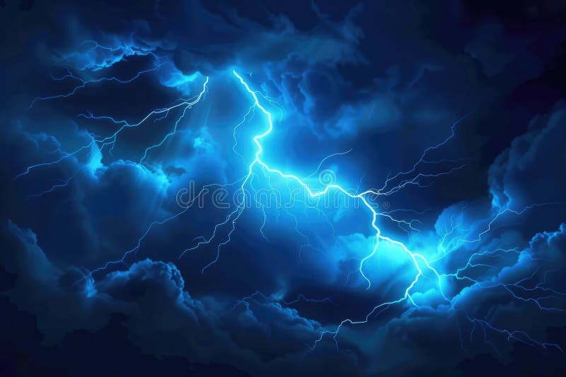 A Powerful Lightning Bolt Striking in the Sky. Suitable for Weather and ...