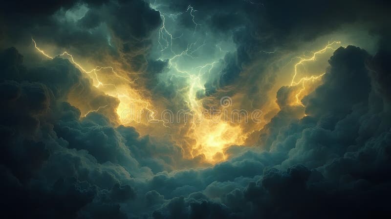 Powerful Lightning Strikes Illuminate Dark Storm Clouds, Creating ...