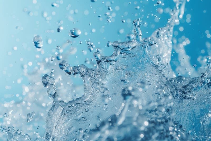 Powerful Liquid Water, Blue Background. World Water Day Stock Photo ...