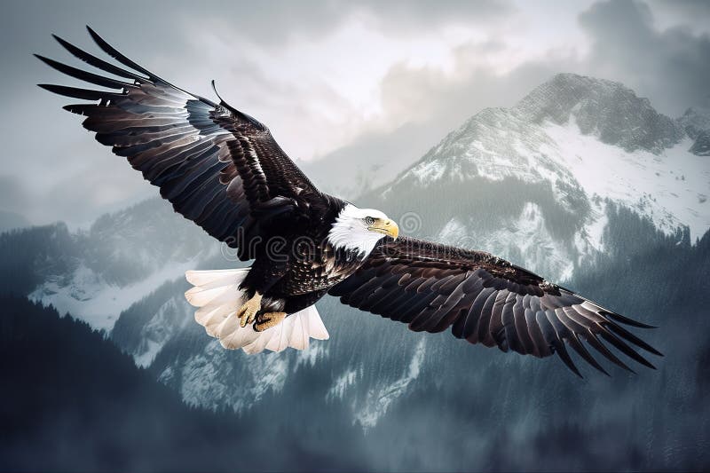 A Powerful and Majestic Bald Eagle Soaring through the Sky, Showing Off ...