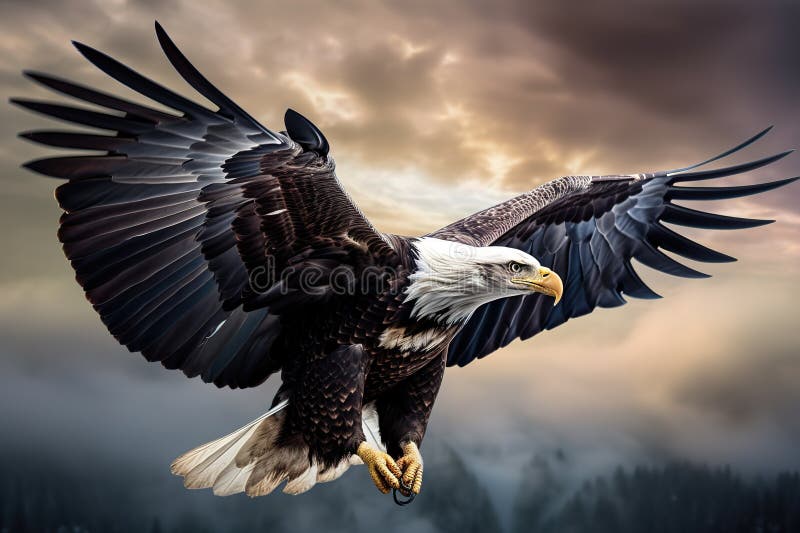 A Powerful and Majestic Bald Eagle Soaring through the Sky, Showing Off ...