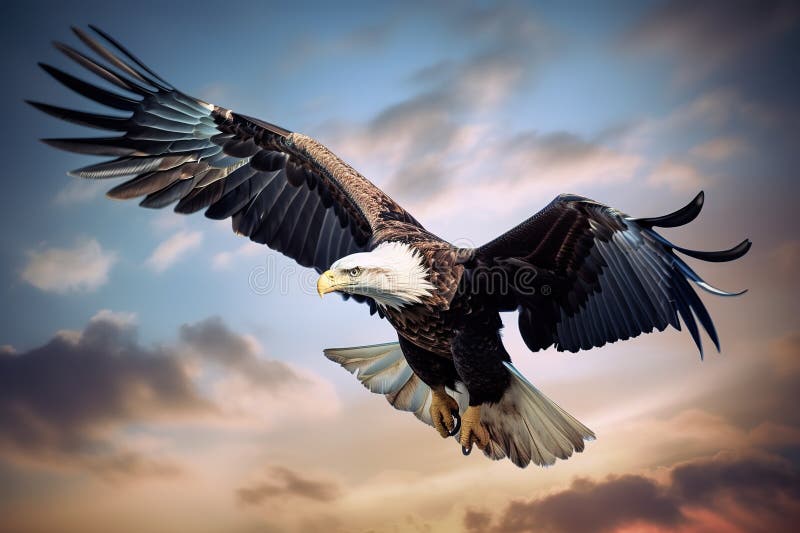 A Powerful and Majestic Bald Eagle Soaring through the Sky, Showing Off ...