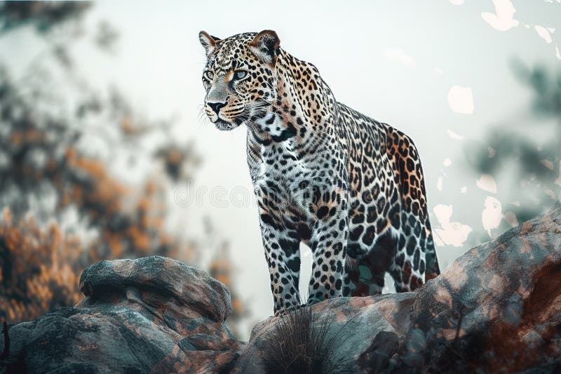 A Powerful and Majestic Leopard on a Rocky Outcrop. Generative AI Stock ...