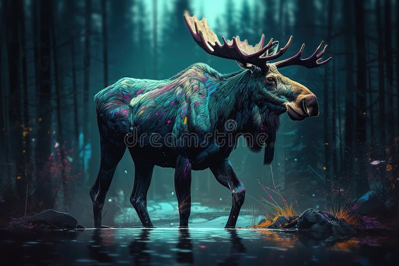A Powerful and Majestic Moose Walking through a Forest. Generative AI ...