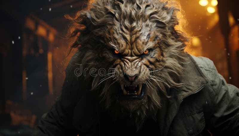 Powerful Man As Angry Tiger Roaring Face Stock Illustration ...