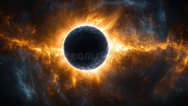 A Stunning Solar Eclipse with Fiery Corona Light and a Dark Sky Stock ...