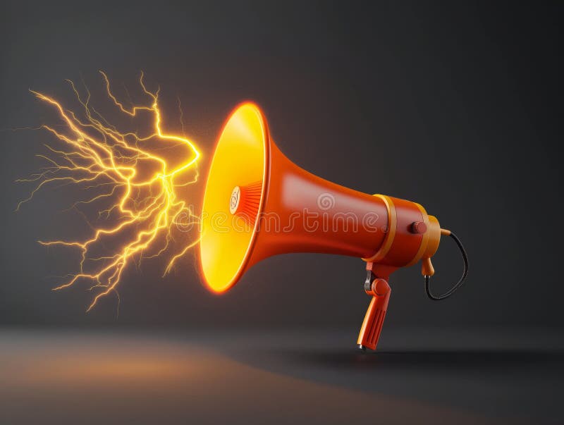 Powerful Message Concept with Megaphone and Lightning Stock Image ...