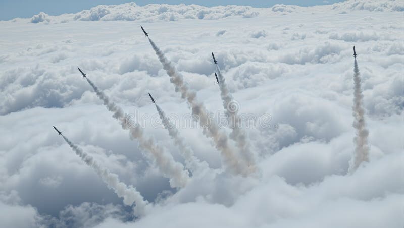 Powerful Missiles Ascending in Formation through Dramatic Sky with ...