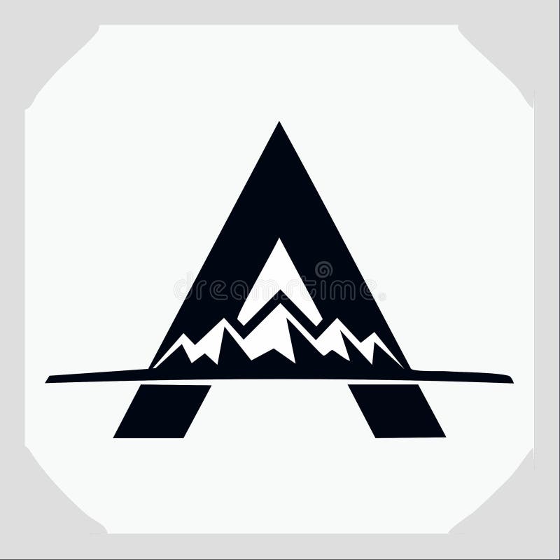 Bold Letter a with Mountain Range Logo Stock Image - Illustration of ...