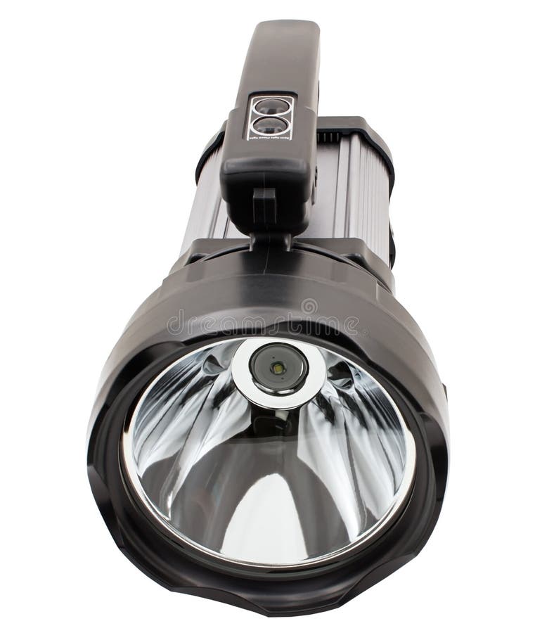 Powerful Modern Rechargeable Led Flashlight on a White Stock Image ...