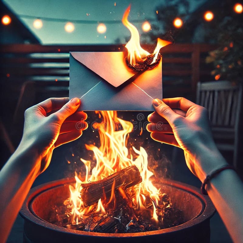 Burning a Letter in a Symbolic Outdoor Ritual Stock Illustration ...