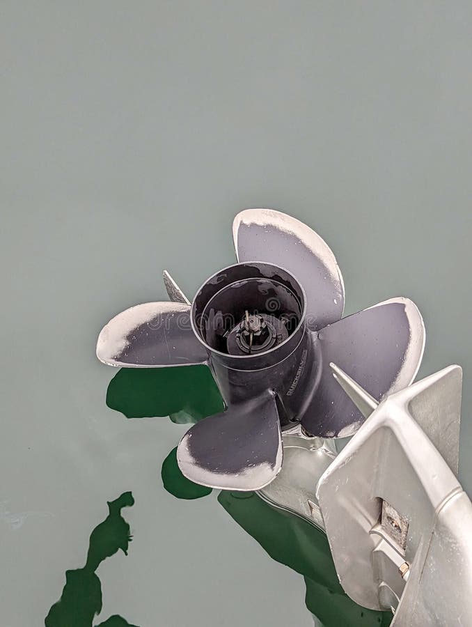 Powerful Motor Engine Propeller Lifted Out of Water Stock Photo - Image ...