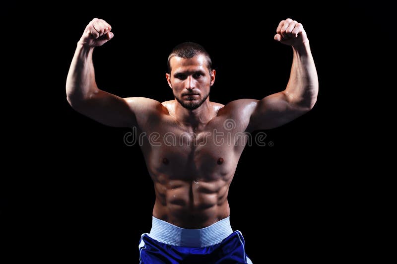 Powerful muscular boxer stock image. Image of background - 26937259