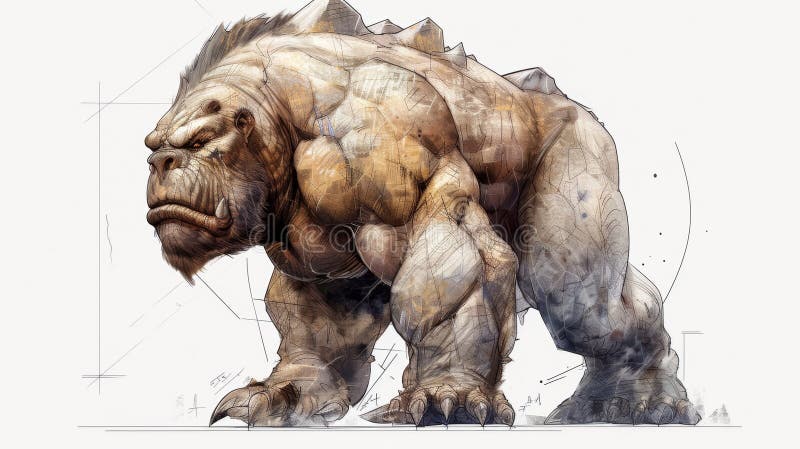 A Powerful and Muscular Creature Design, Showcasing Intricate Details ...