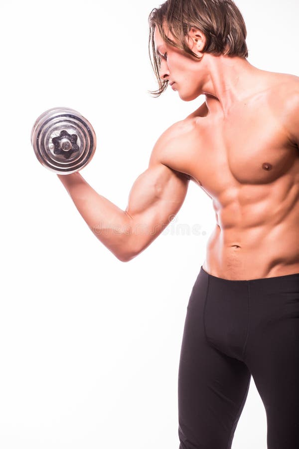 Powerful Muscular Man Lifting Weights Stock Image - Image of hand ...