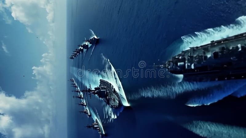 Powerful Naval Fleet Maneuvers in the Ocean Under a Clear Blue Sky Stock Video - Video of ...