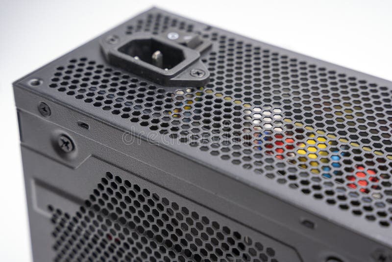 Powerful New Black Computer Power Supply on a White Background ...