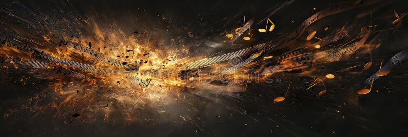 Powerful Notes Exploding in a Fiery Musical Burst Stock Illustration ...