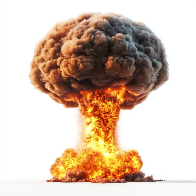 A Powerful Nuclear Explosion with a Mushroom Cloud Ascending, Cropped ...