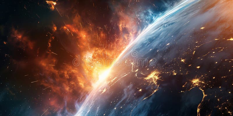 A Powerful Nuclear Explosion in Space Radiates Over Earth, Casting ...