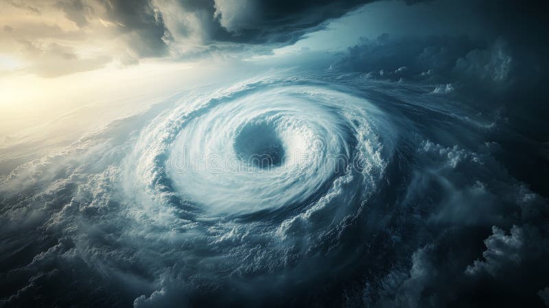 Powerful Ocean Cyclone with Dark Storm Clouds Stock Illustration ...