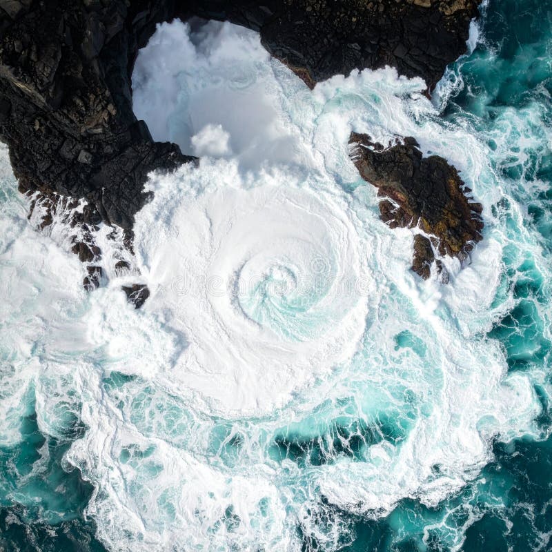 Powerful Ocean Vortex from an Aerial View Stock Illustration ...