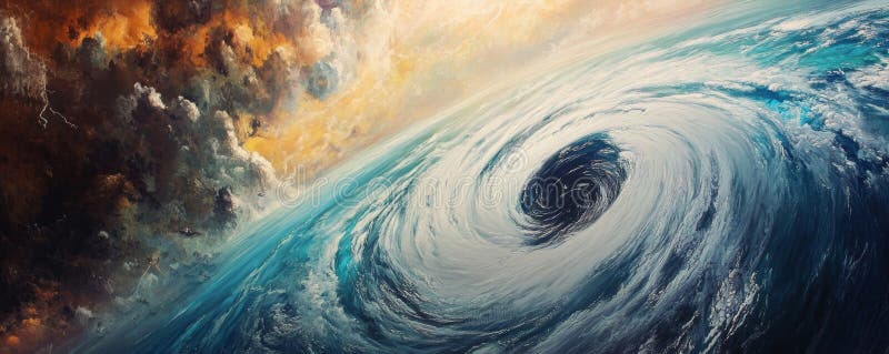 Powerful Ocean Vortex Under Stormy Sky, Dramatic Scene. Natural ...