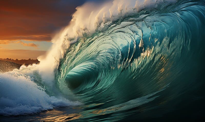 Powerful Ocean Wave Breaking Stock Image - Image of surge, force: 313359917