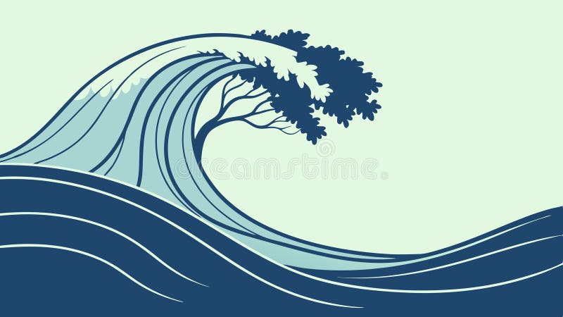 Powerful Ocean Wave Breaking, Natural Force Vector, Vector Design ...