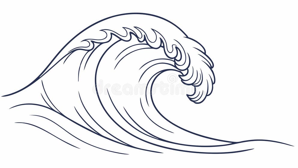 Powerful Ocean Wave Breaking Vector Illustration, Vector Design ...