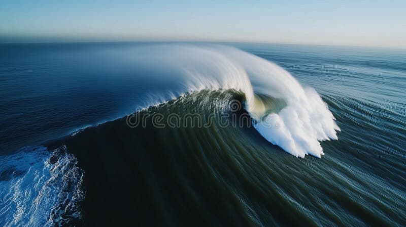 Powerful Ocean Wave Captured Mid-break, Forming a Dramatic Curve with ...