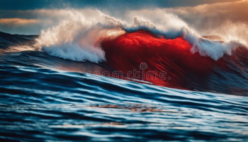 Crimson Wave at Sunset stock image. Image of stunning - 314085471