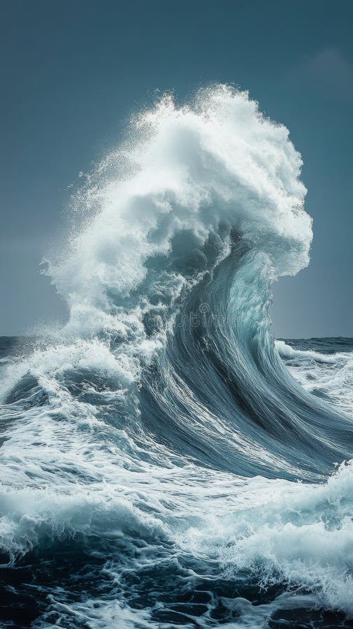 Powerful Ocean Wave Crashing Against the Shoreline during the Golden ...