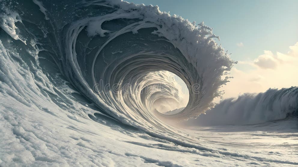 Powerful Ocean Wave Crashing with Force and Dynamic Movement Stock ...