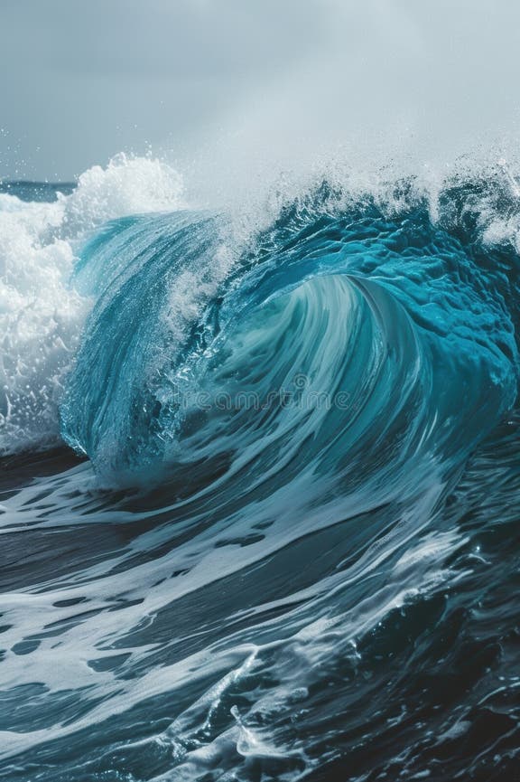 Powerful Ocean Wave Crashing with White Foam Stock Illustration ...