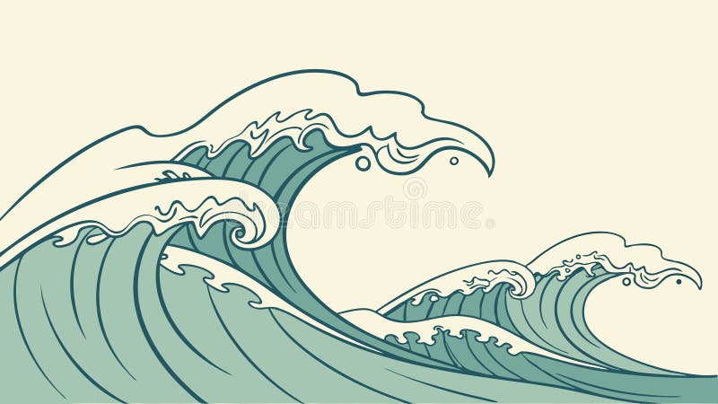 Powerful Ocean Wave Cresting, Dynamic Natural Force. Vector Design ...