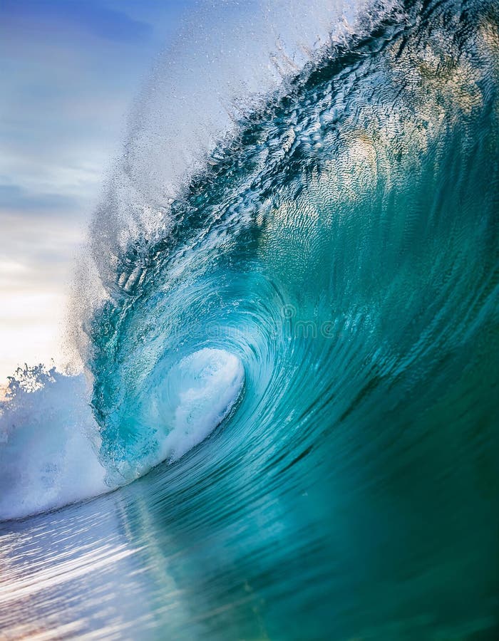 A Powerful Ocean Wave Curls Majestically, Capturing the Dynamic Motion ...